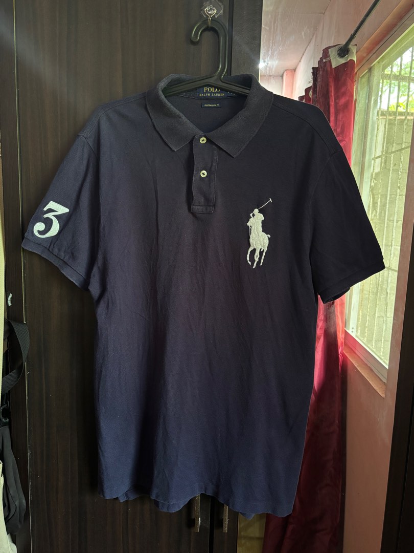 Polo Ralph Lauren Polo Shirt Mens Blue Short Sleeve 3 White Big Pony, Men's Fashion, Tops & Sets ...