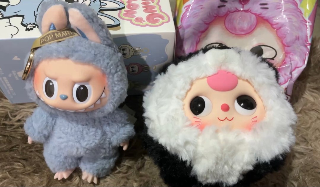 Popmart LABUBU LBB + Baby three v1 plush pendant, Hobbies & Toys, Toys ...