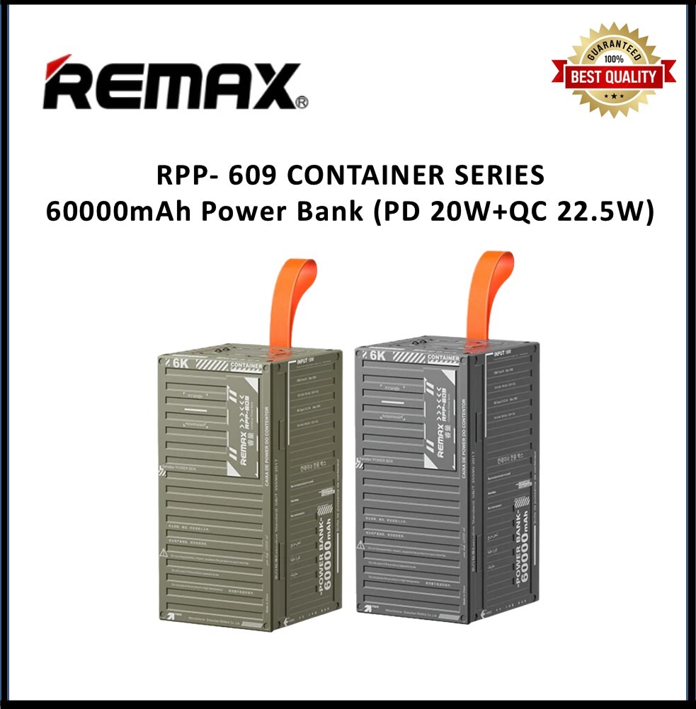 REMAX RPP-609 Container Series 60000mAh PD+QC Fast Charging Power Bank(PD 20W+QC 22.5W) - Green ...