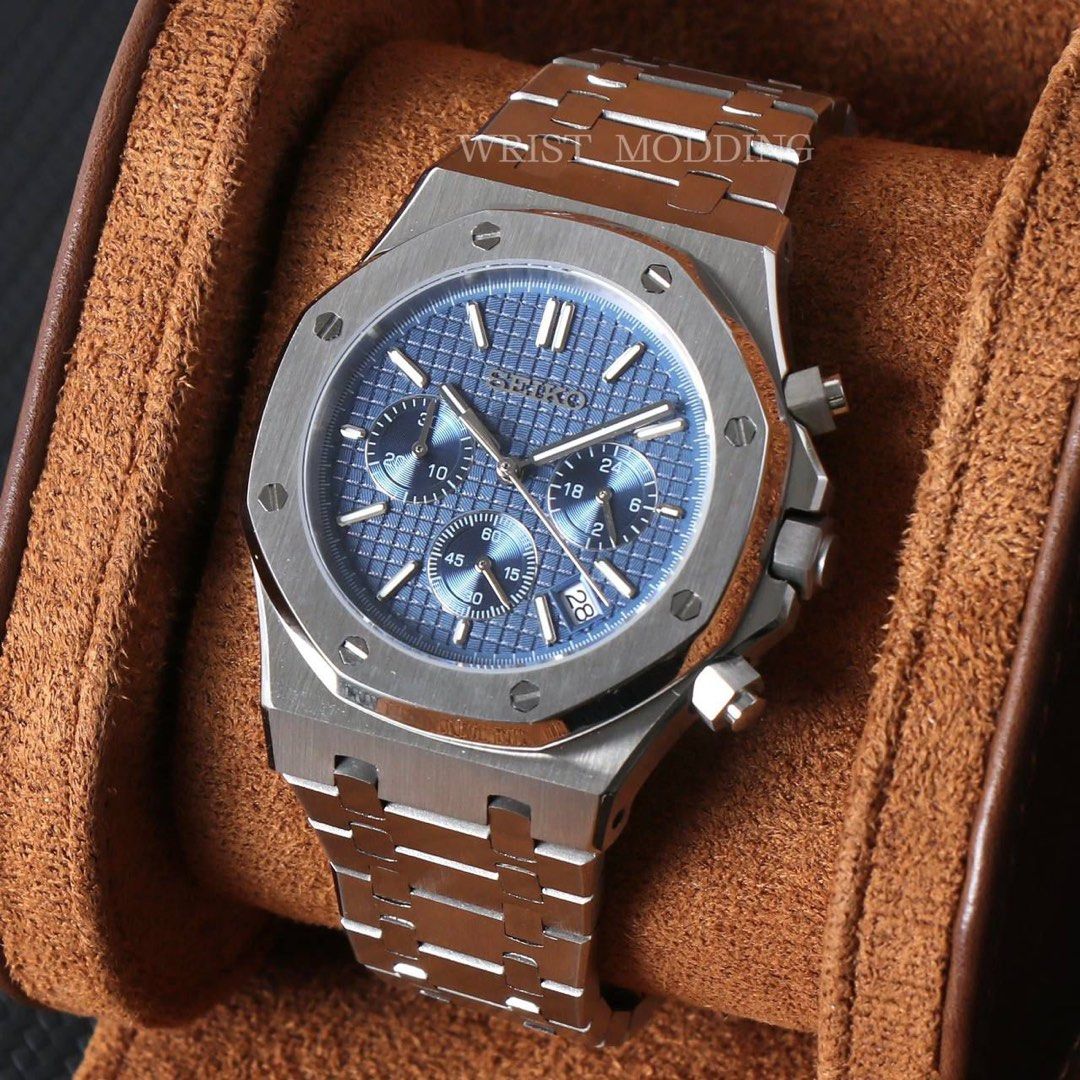 Seiko mod x Ap royal oak blue dial, Men's Fashion, Watches ...