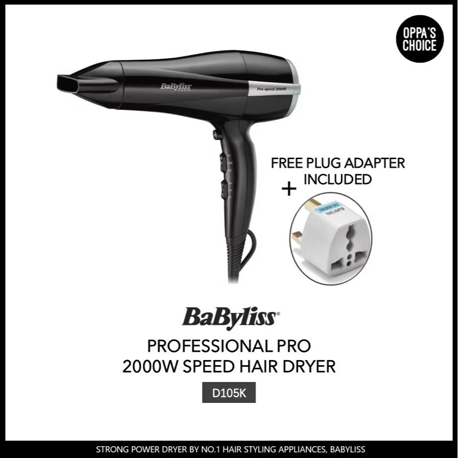 BABYLISS PROFESSIONAL 2000W HAIR DRYER (D105K), Beauty & Personal Care ...