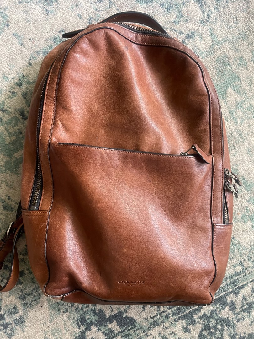 COACH Brown Leather Backpack (dustbag included), Men's Fashion, Bags ...