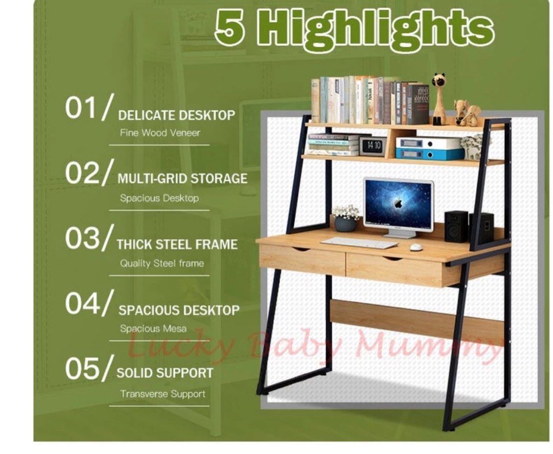 [FREE] study table with drawer and overhead shelf, Furniture & Home ...