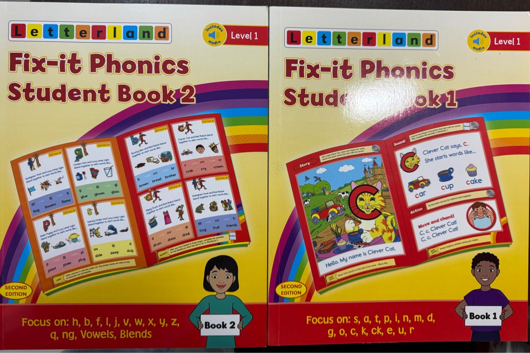Letterland Fix-It Phonics Level 1 Student Book 1 & 2, 興趣及遊戲, 書本 & 文具 ...