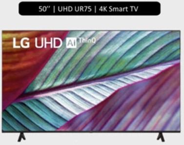 LG 50 inch Ultra High-Definition AI ThinQ UR7550 4K Resolution Smart TV ...