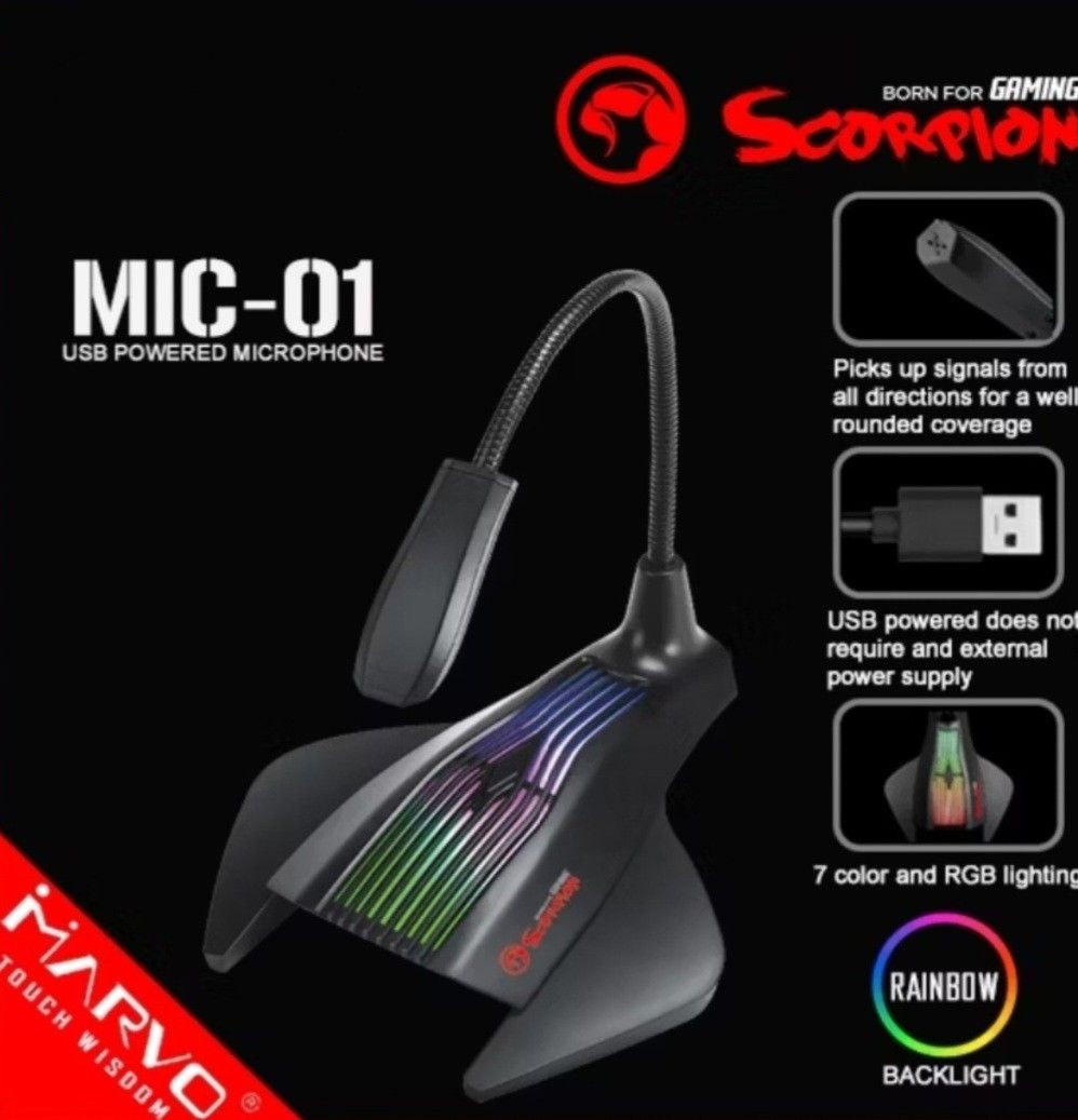 MARVO SCORPION MIC-01 RGB USB POWERED GAMING MICROPHONE, Video Gaming ...
