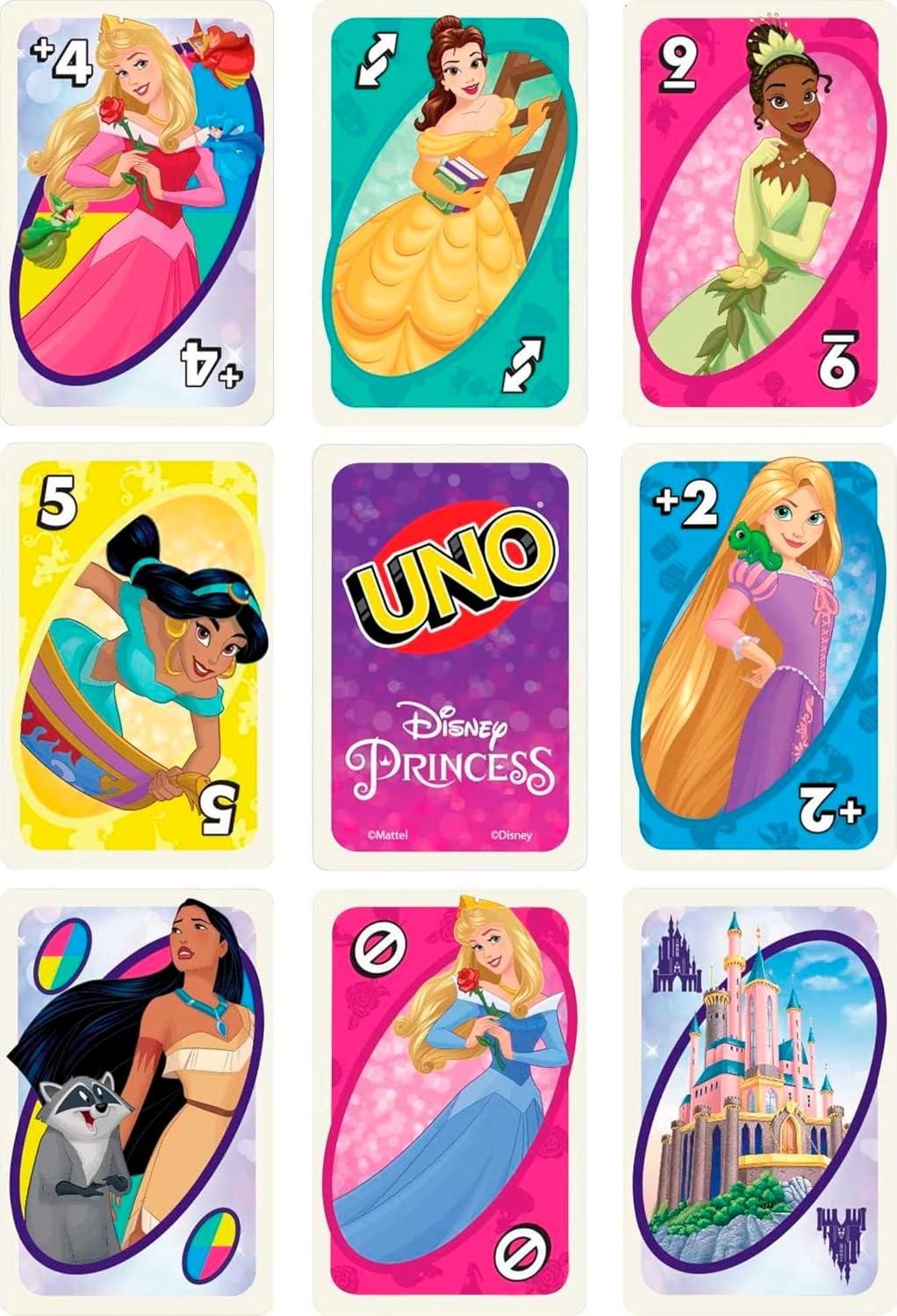 Mattel Games UNO Disney Princesses Card Game for Kids & Family, Themed ...