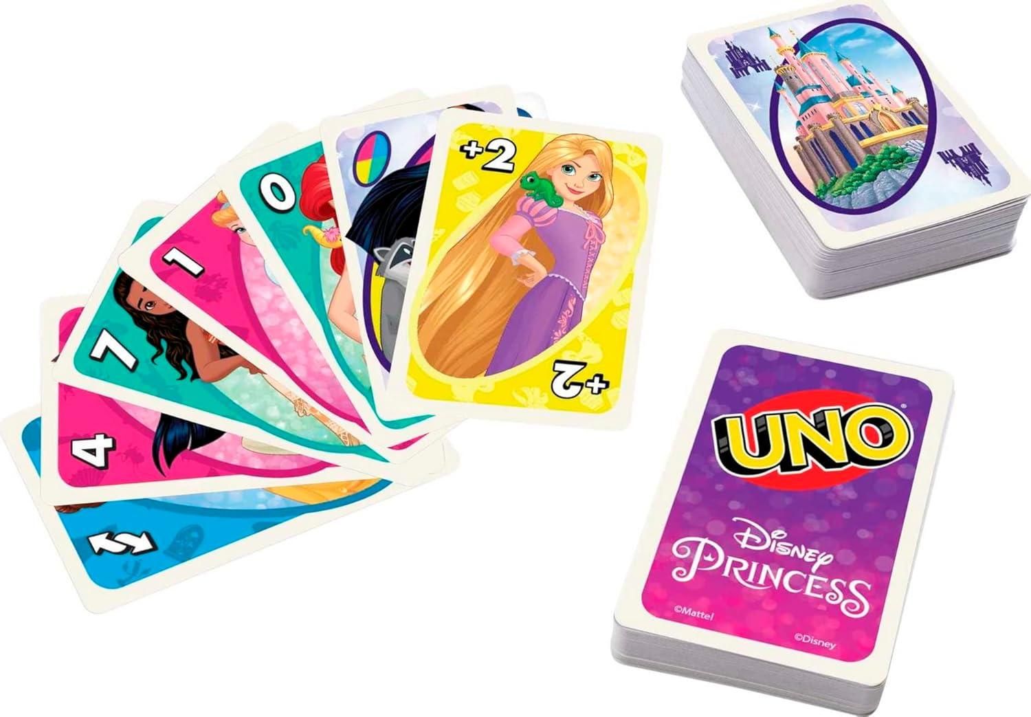 Mattel Games UNO Disney Princesses Card Game for Kids & Family, Themed ...
