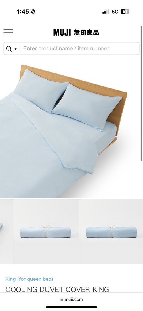 Muji cooling touch bedding grey full set queen, Furniture & Home Living ...