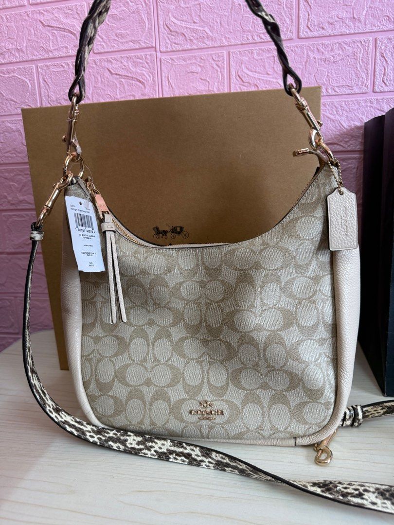 NWT Coach Jules Hobo In Signature Canvas In Light Khaki Chalk Multi ...
