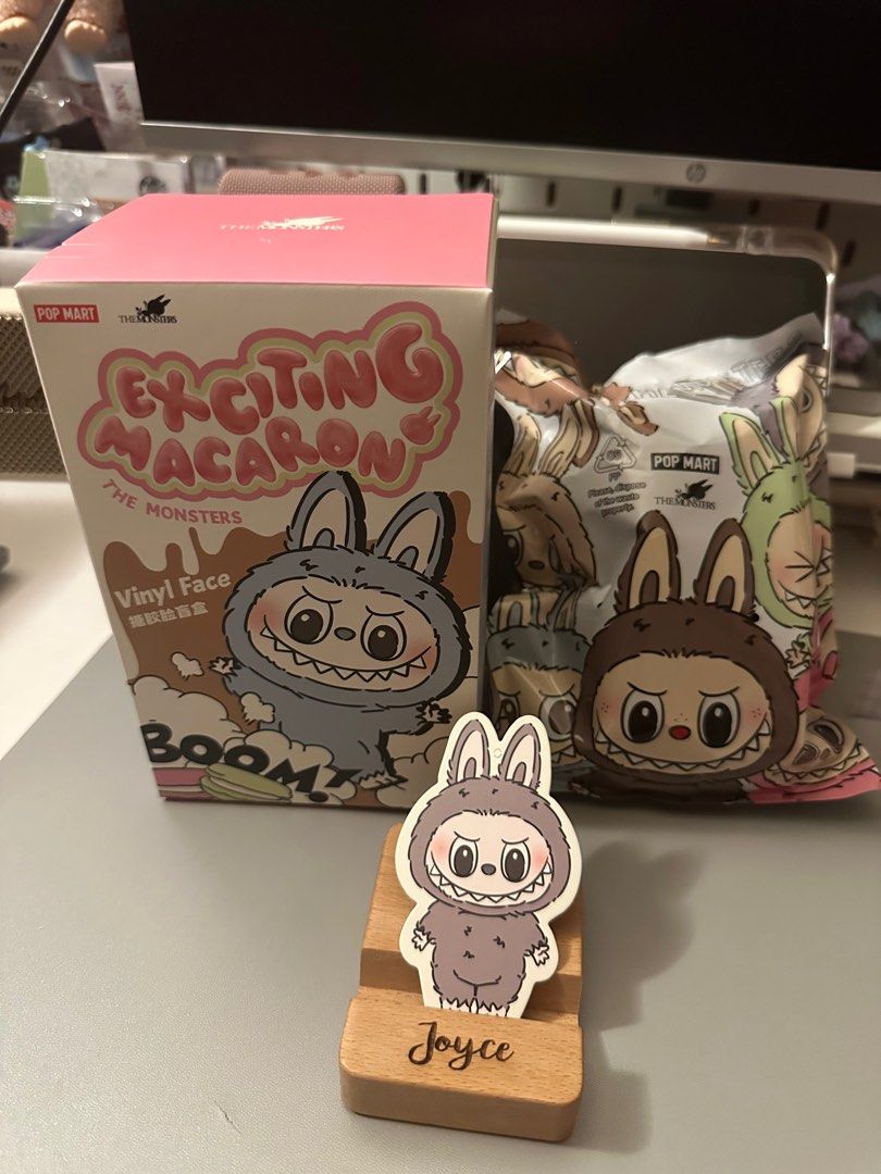 Popmart Labubu v1 exciting macaron vinyl face plush pendant - Sesame ...