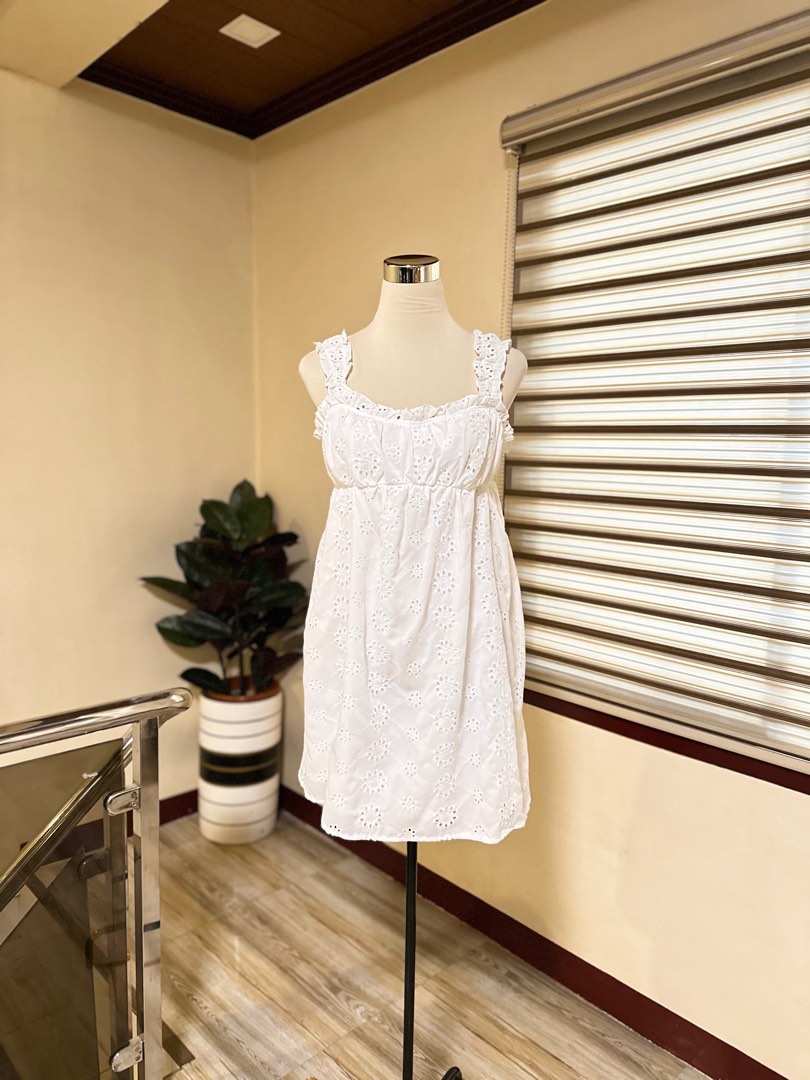 S-XL Dainty Coquette Sawako White Eyelet Baby doll Dress, Women's ...