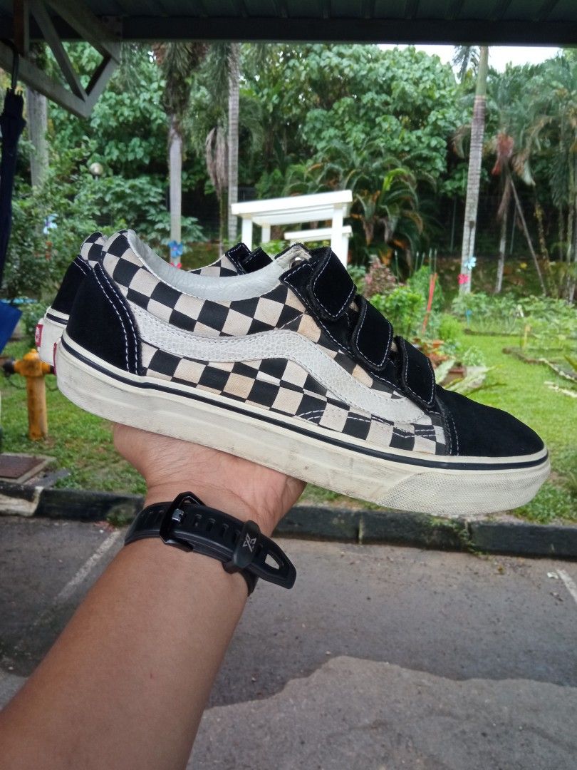 Vans old skool checkboard velcro strap 8uk/9us date code DT made in ...
