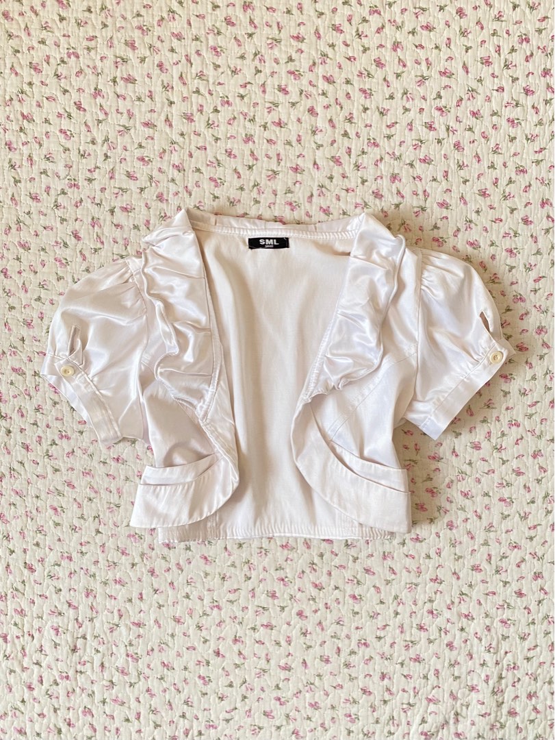 White Satin Bolero Horror Game Protagonist, Women's Fashion, Coats ...