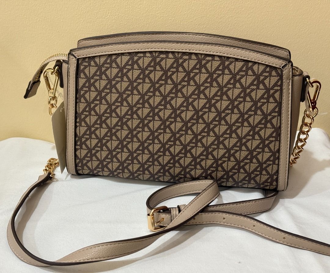 ANNE KLEIN AK STONE BROWN ROUND EDGE LOGO CROSSBODY SLING BAG PURSE $68 ...
