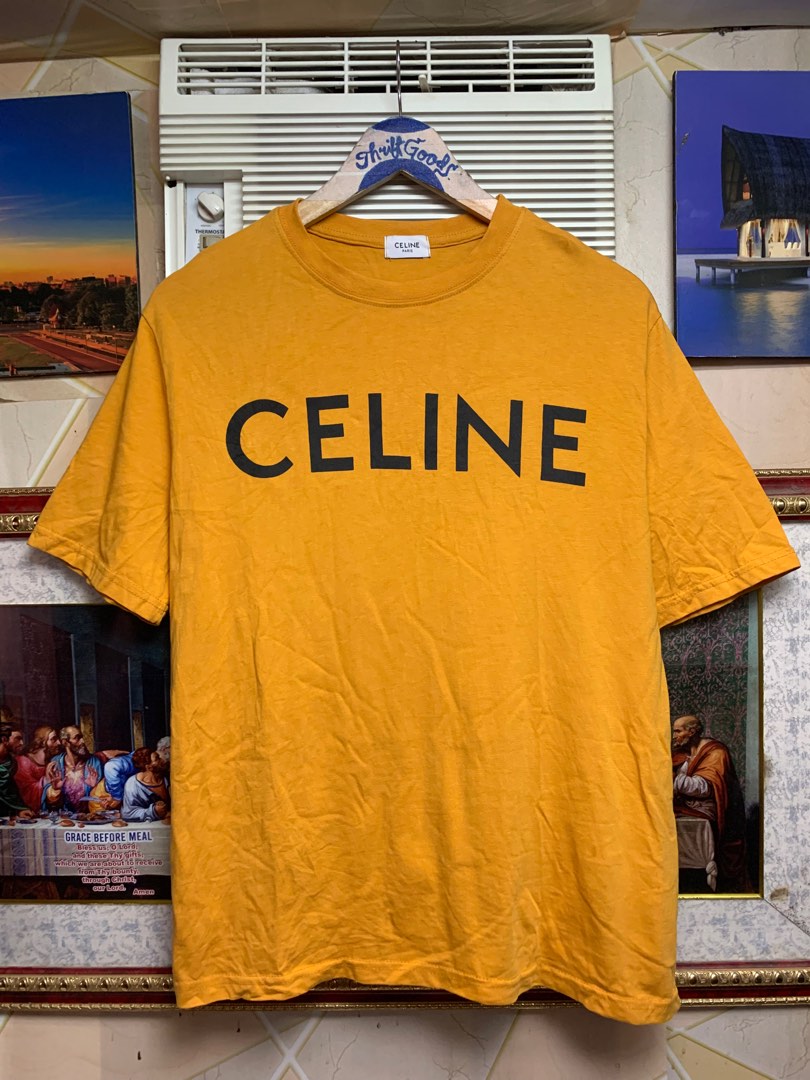 CELINE MUSTARD BIG SCRIPT, Men's Fashion, Tops & Sets, Tshirts & Polo ...