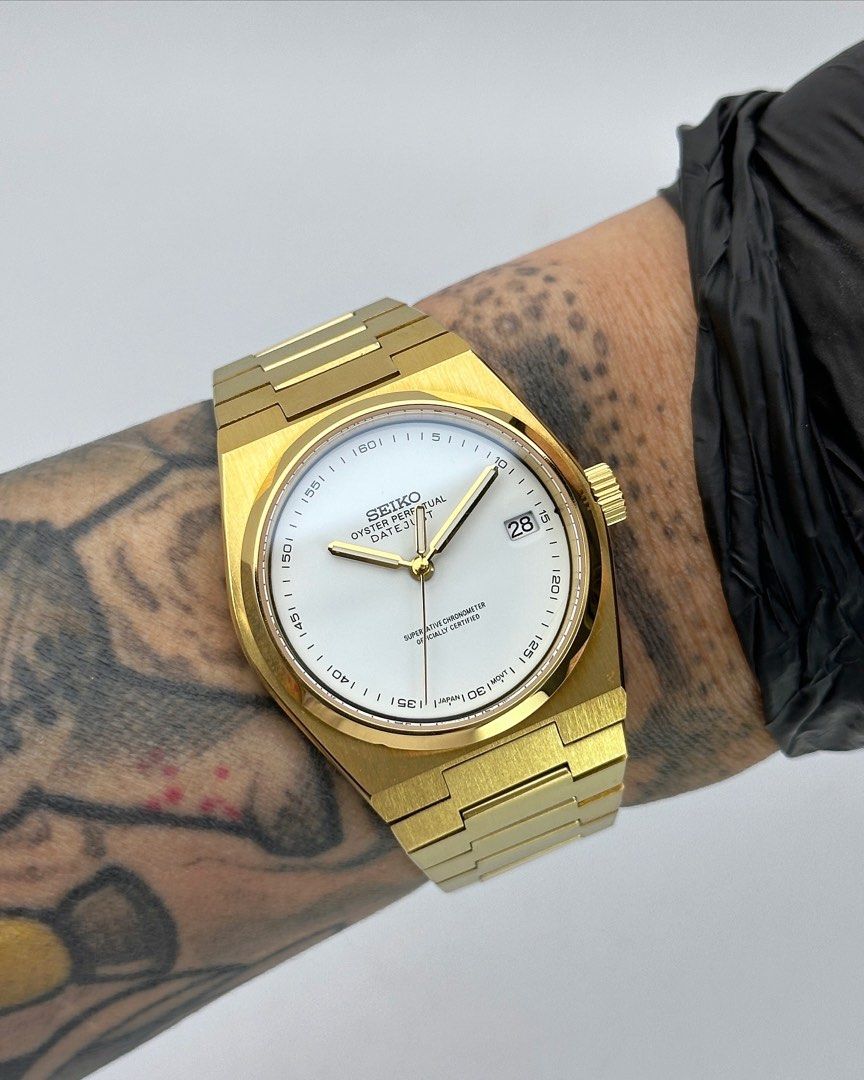 Custom Seiko Mod 37mm White Gold Datejust PRX Automatic Watch, Men's ...