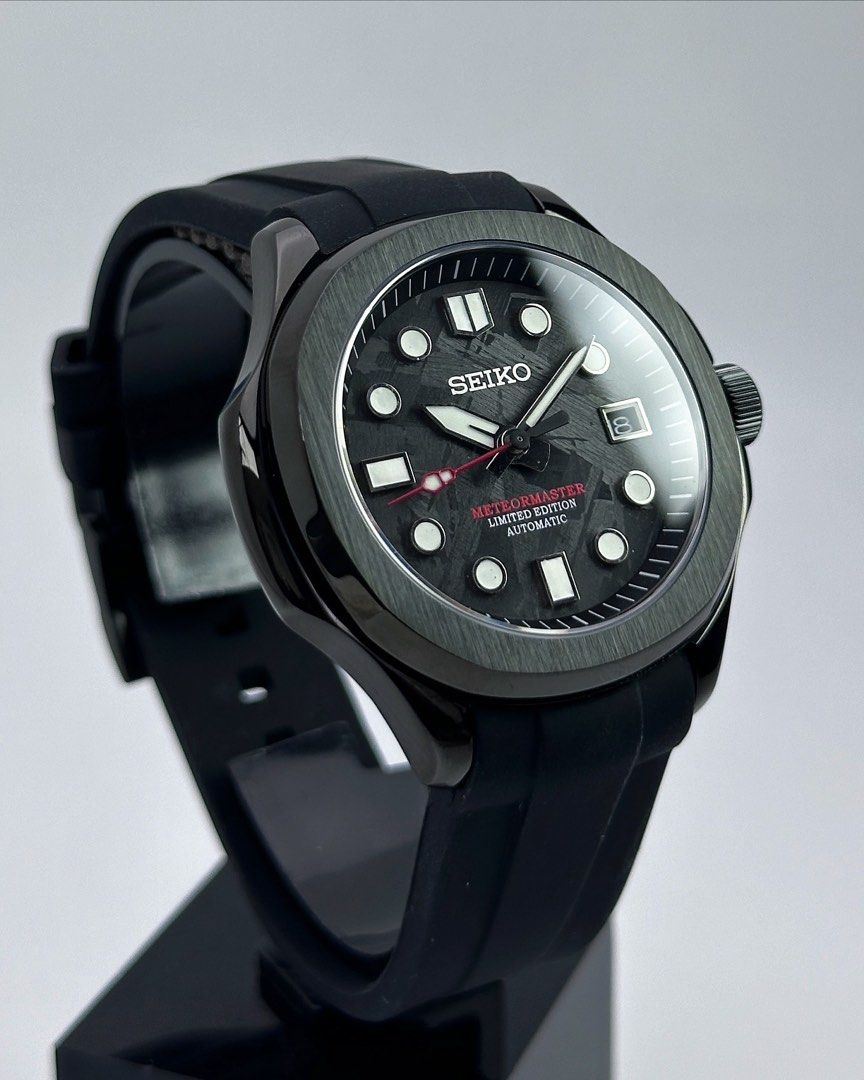 Custom Seiko Mod 40mm Black Meteorite Nautilus Automatic Watch, Men's ...
