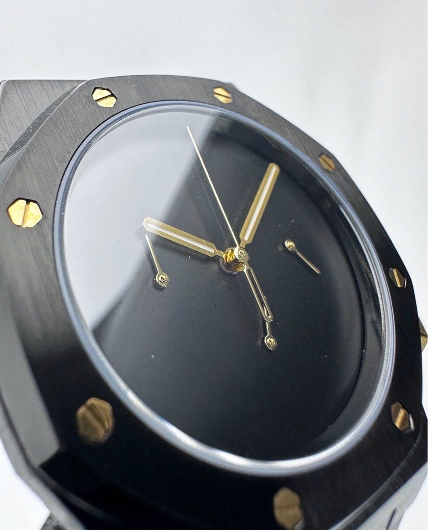 Custom Seiko Mod 42mm Sterile Black Gold AP Quartz Chronograph Watch ...