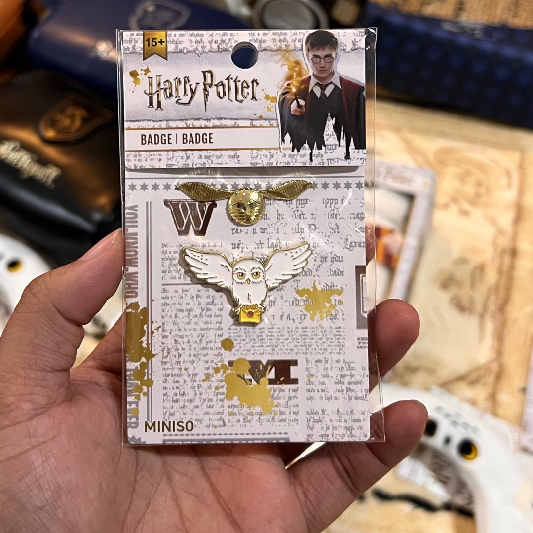 Harry Potter x Miniso Golden Snitch & Hedwig pins, Hobbies & Toys ...