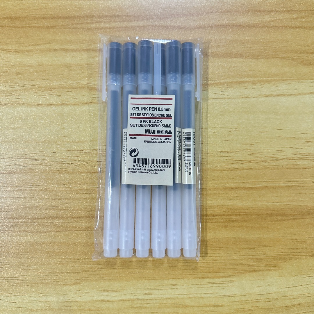 MUJI 6 pcs Set Black Gel Ink Pen 0.5mm, Hobbies & Toys, Stationary & Craft, Craft Supplies ...