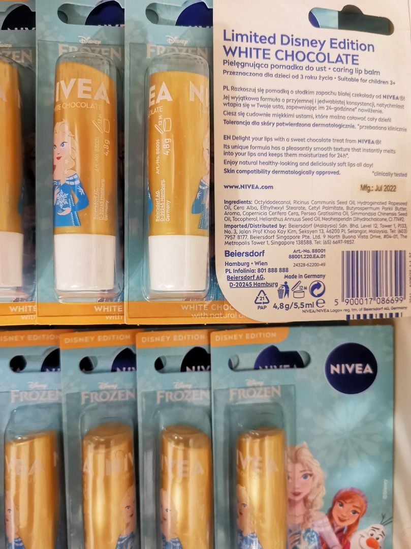 NIVEA Limited Disney Elsa Edition White Chocolate Lip Balm 4.8g, Beauty ...