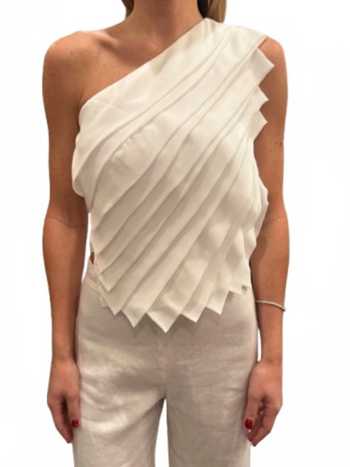 Pleated Toga Top, Women's Fashion, Tops, Sleeveless on Carousell