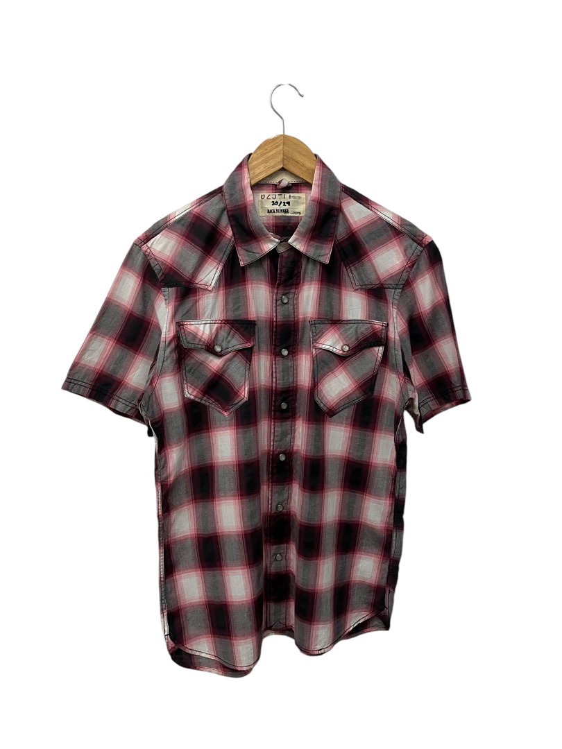 Saiz S Back Number flannel shirt kemeja kotak, Men's Fashion, Tops ...