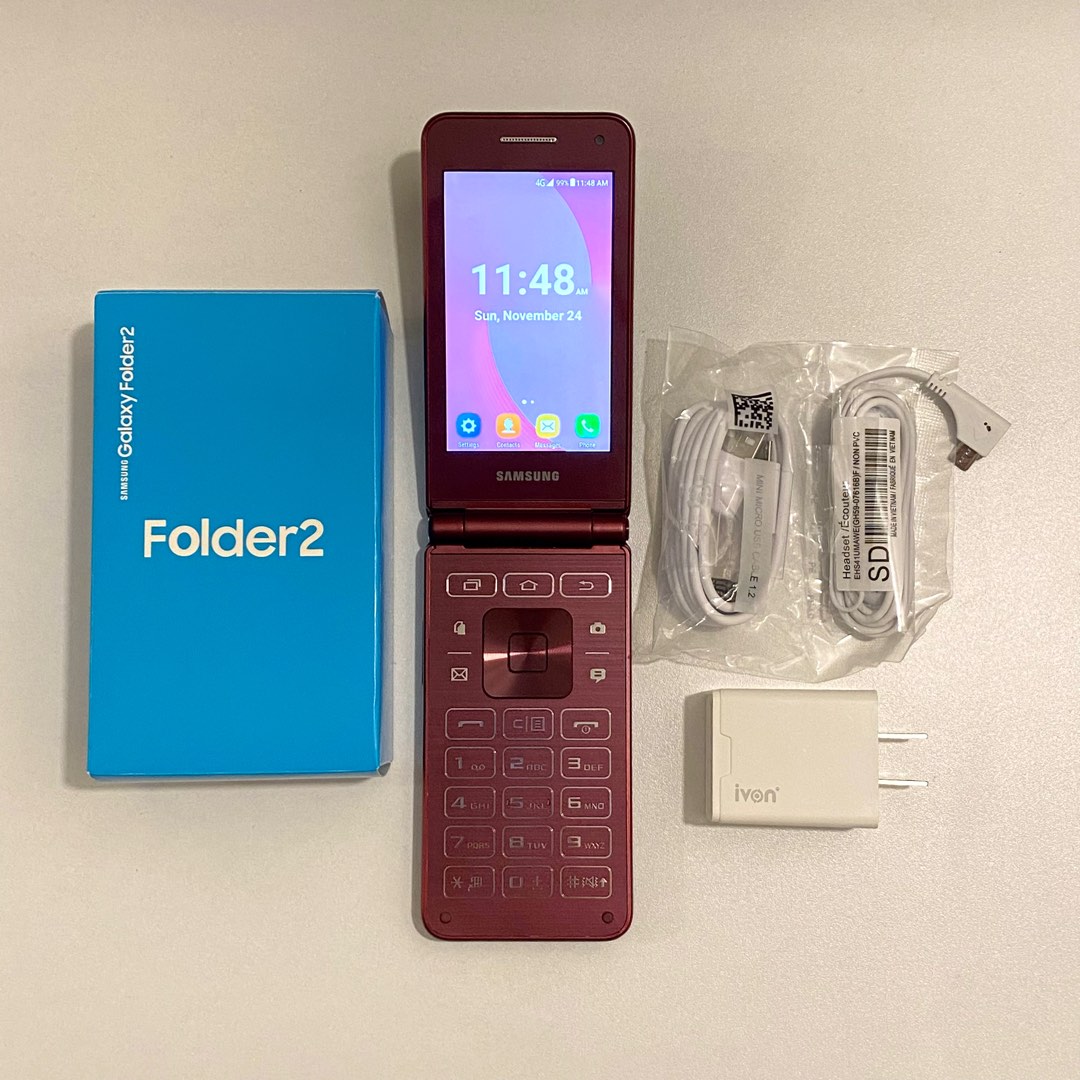 SAMSUNG GALAXY FOLDER 2 ANDROID FLIP PHONE ROSE RED SECOND HAND, Mobile ...