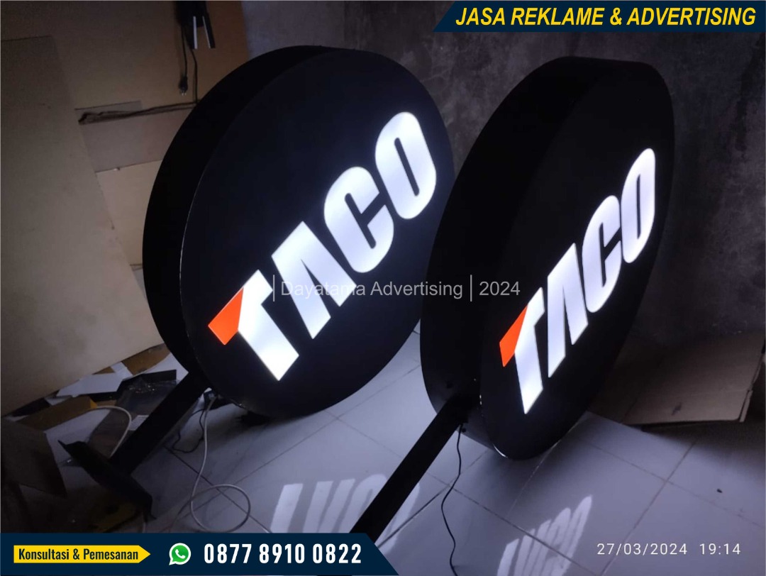 Sign Neon Box Bulat Logo HPL TACO, Desain & Kerajinan Tangan, Barang ...