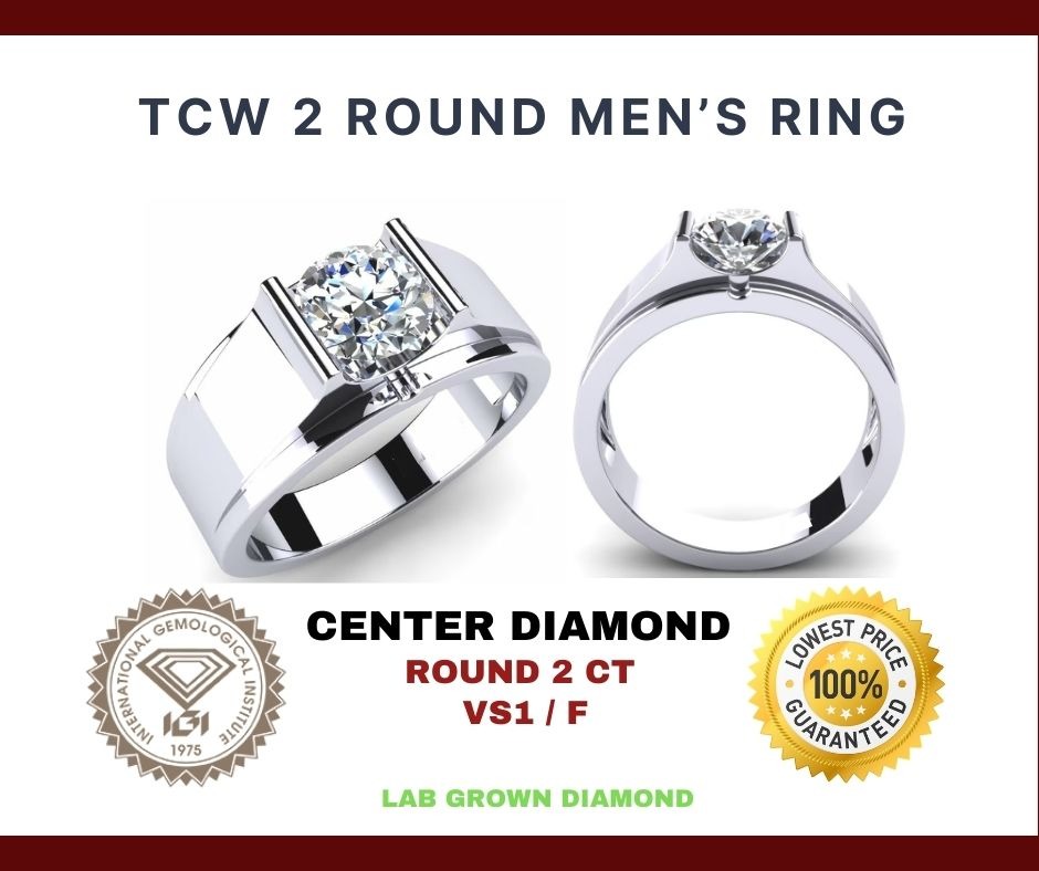 (SG Stock) TCW 2.0 Ct Round/ Platinum Ring IGI Certify Lab Grown ...