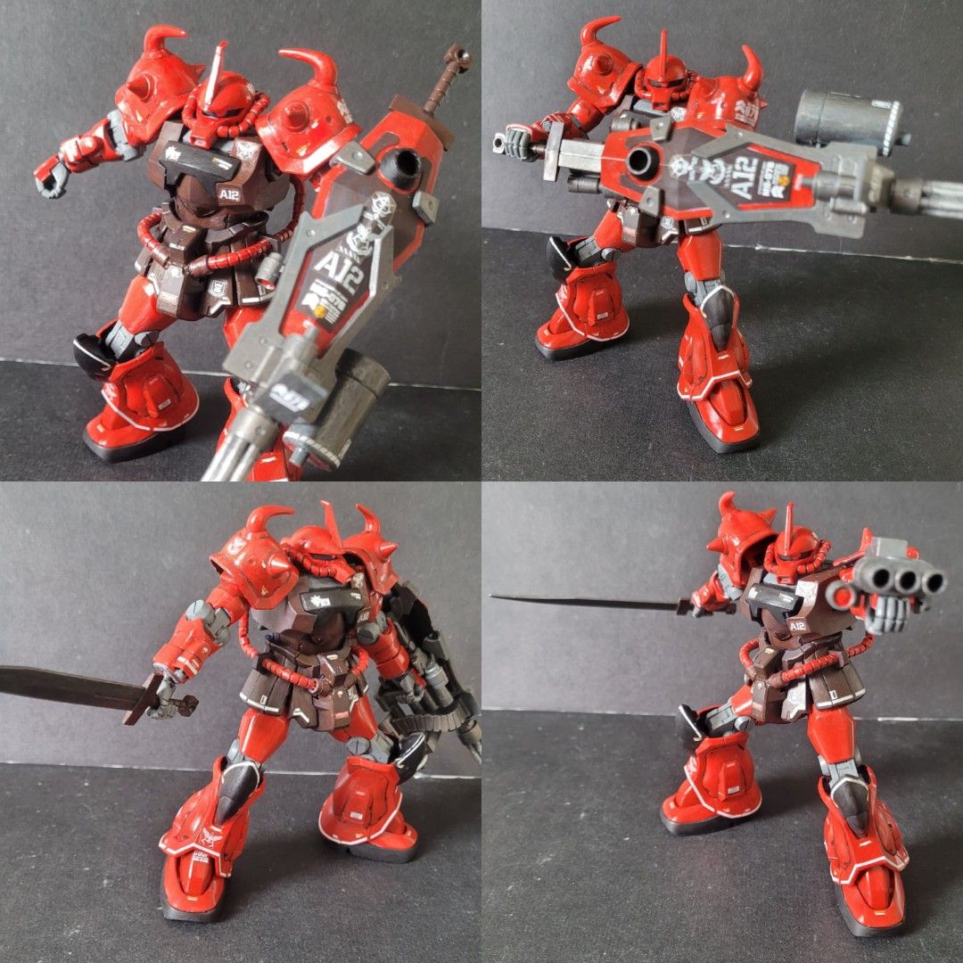 副廠版 已砌 已改色上色完成品 hg hguc 1/144 MS 07B-3 Gouf Custom 老虎特裝型 紅彗星專用配色 gundam #08ms #08小隊 高達模型 機動戰士 ...