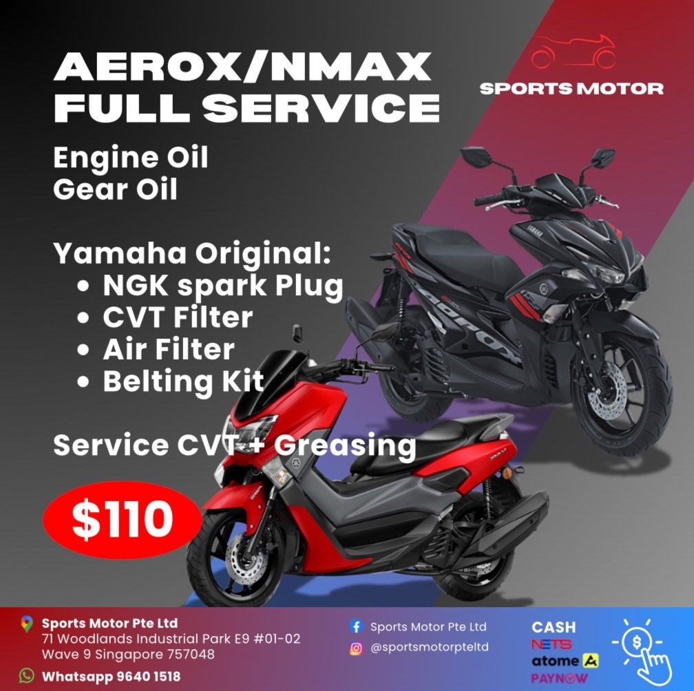 AEROX NMAX FULL SERVICING SERVICE NVX 155 YAMAHA SCOOTER CVT BELT ...