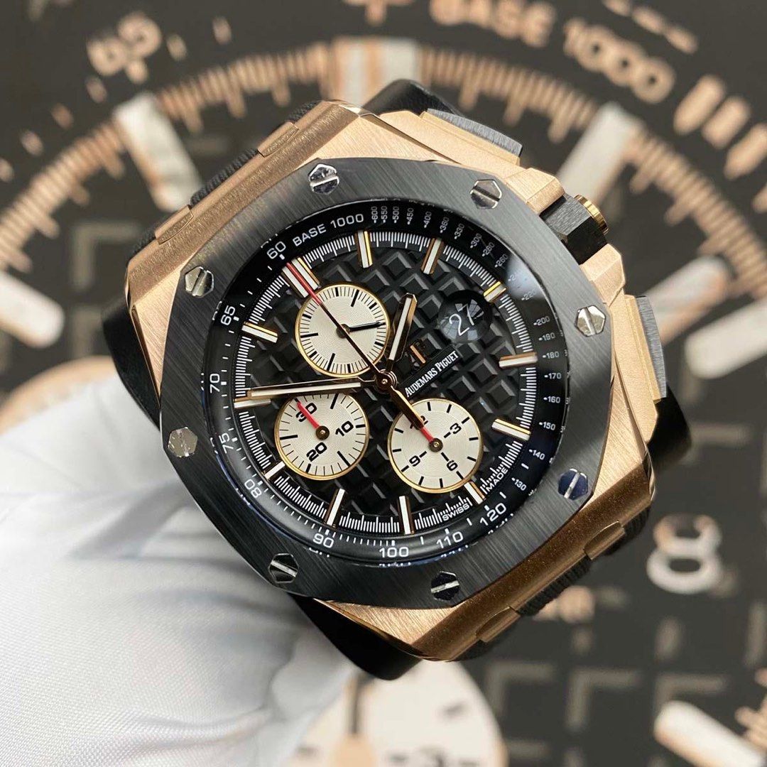 Audemars piguet 44MM novelty rose gold 26401RO • WHITE CHRONO DIAL ...