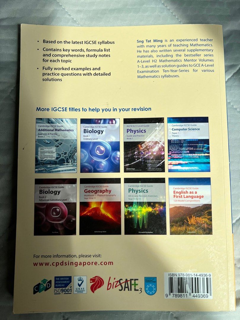 Cambridge Igcse Guide Additional Mathematics Examples And Practices Book1 Hobbies And Toys Books