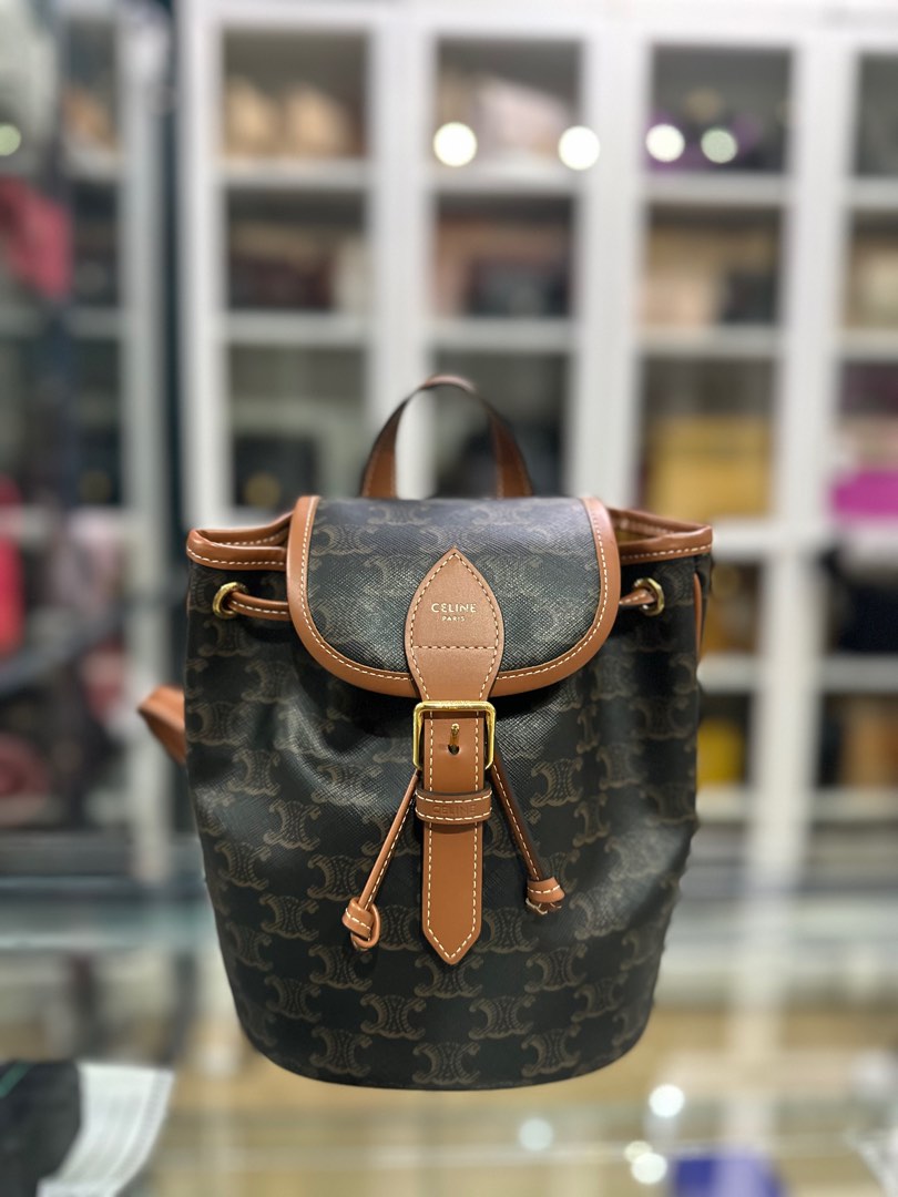 Celine Triomphe Canvas Calfskin Mini Folco Backpack, Luxury, Bags ...