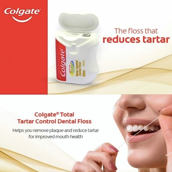 Colgate Total Tartar Control Dental Floss 25m helps remove plaque., 美容 ...
