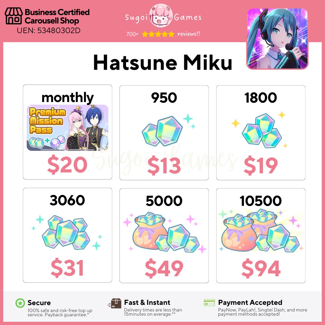 🌸Hatsune Miku Colorful Stage Top Up Service | Premium Pass Crystals ...