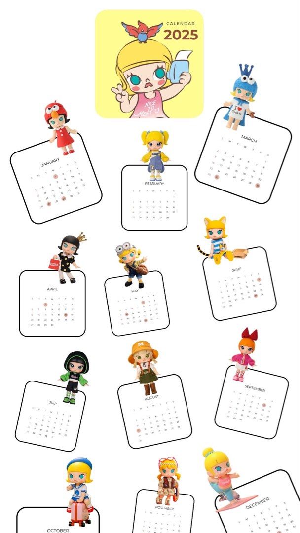 Kalender Labubu 2025, Desain & Kerajinan Tangan, Lainnya di Carousell