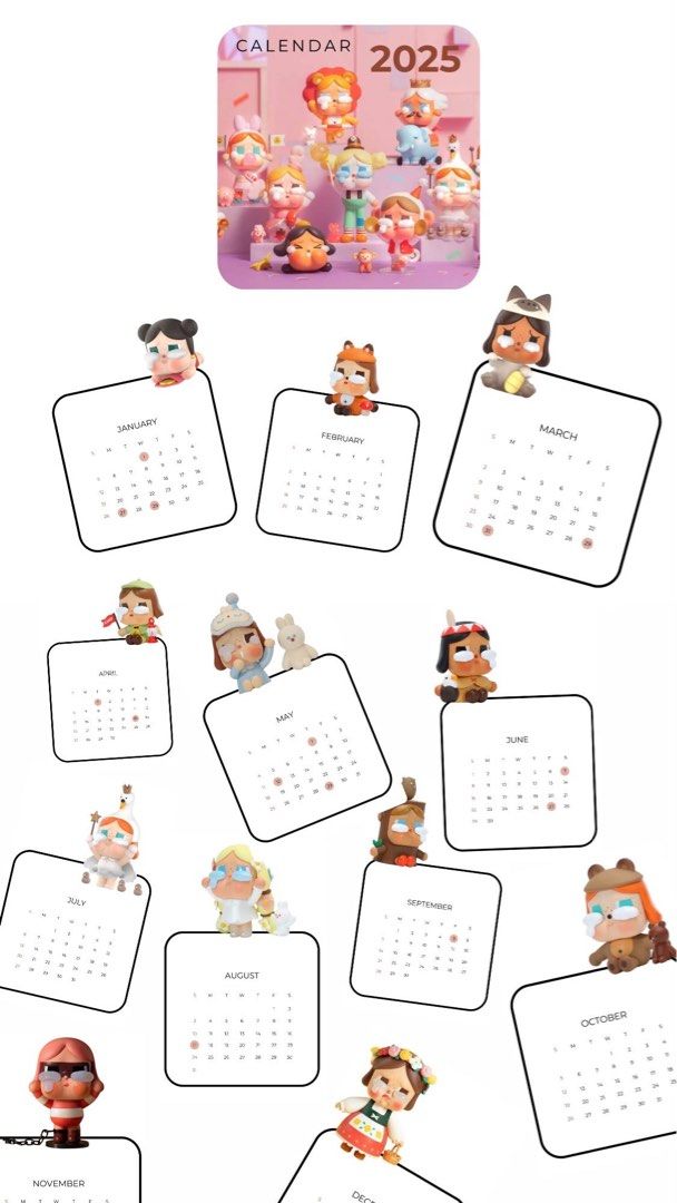 Kalender Labubu 2025, Desain & Kerajinan Tangan, Lainnya di Carousell