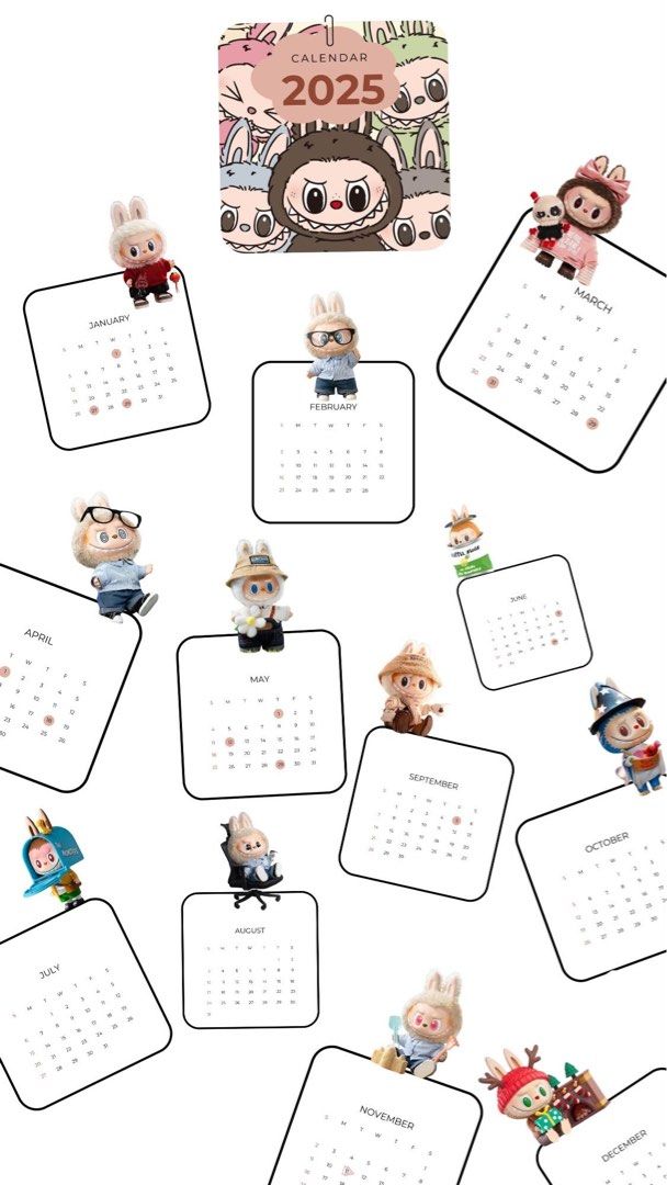 Kalender Labubu 2025, Desain & Kerajinan Tangan, Lainnya di Carousell
