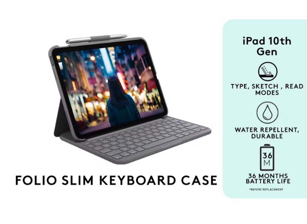 Logitech Slim Keyboard Case for iPad 10th generation, Computers & Tech ...