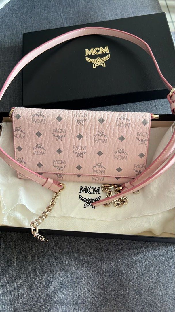 MCM wallet with chain, Luxury, Bags & Wallets on Carousell