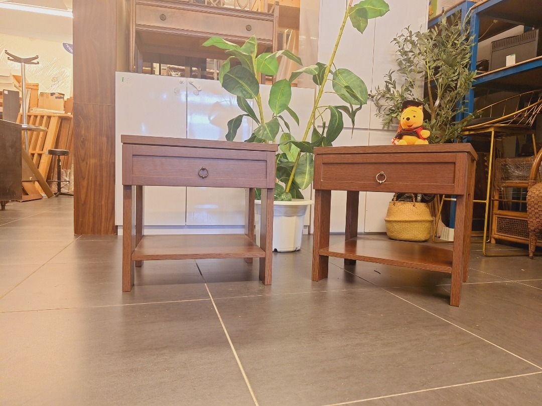 Minimalist Contemporary Dark Walnut Wooden Side Table* | Meja Sisi Kayu ...