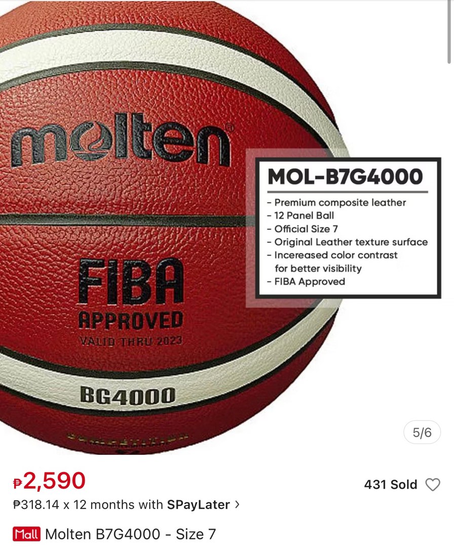 Molten fiba approved basktball bg4000, Sports Equipment, Sports & Games ...
