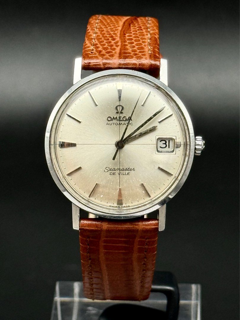 Omega Seamaster De Ville Silver Dial Leather Strap, Men's Fashion ...