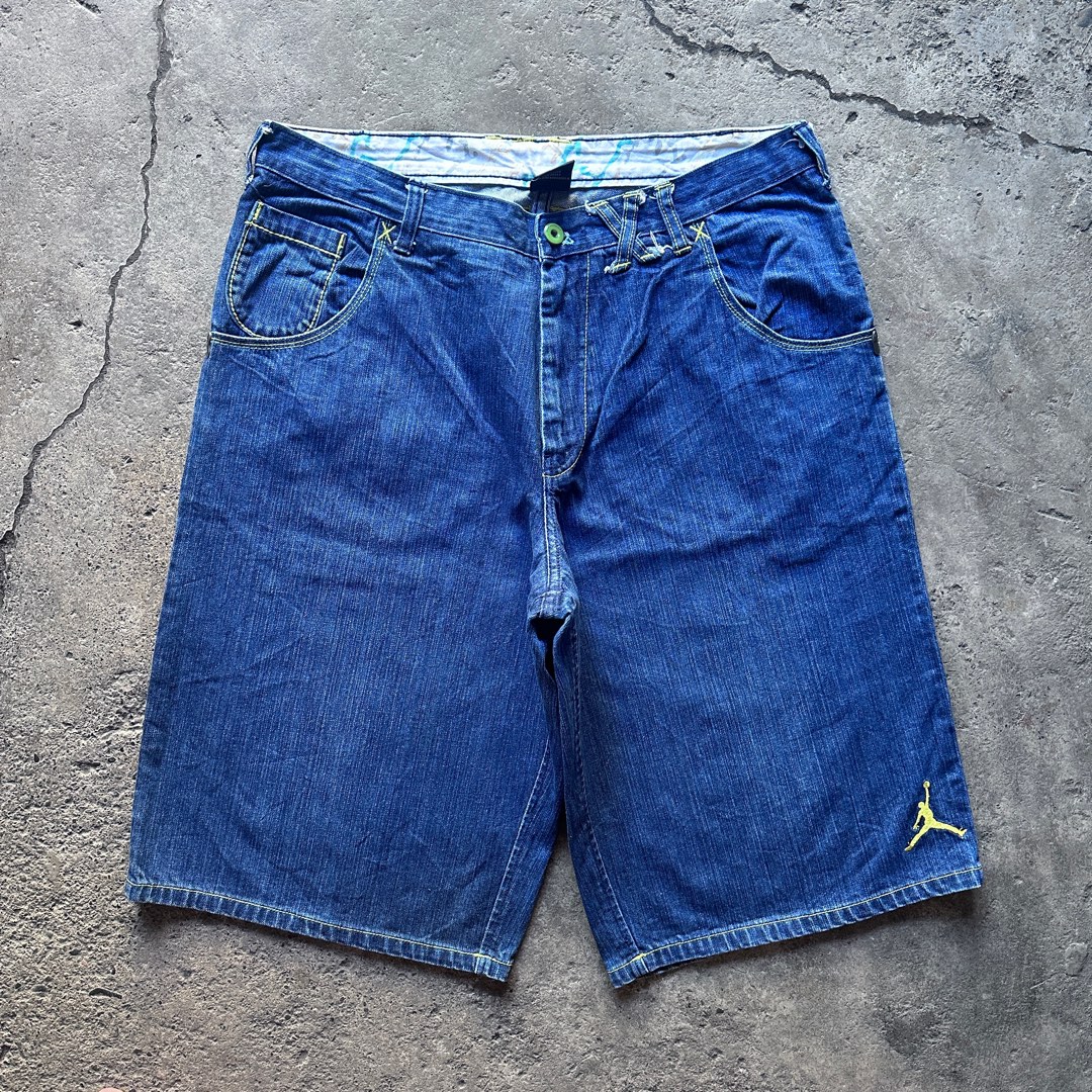 Rare Jordan Denim Long Jorts, Men's Fashion, Bottoms, Shorts on Carousell