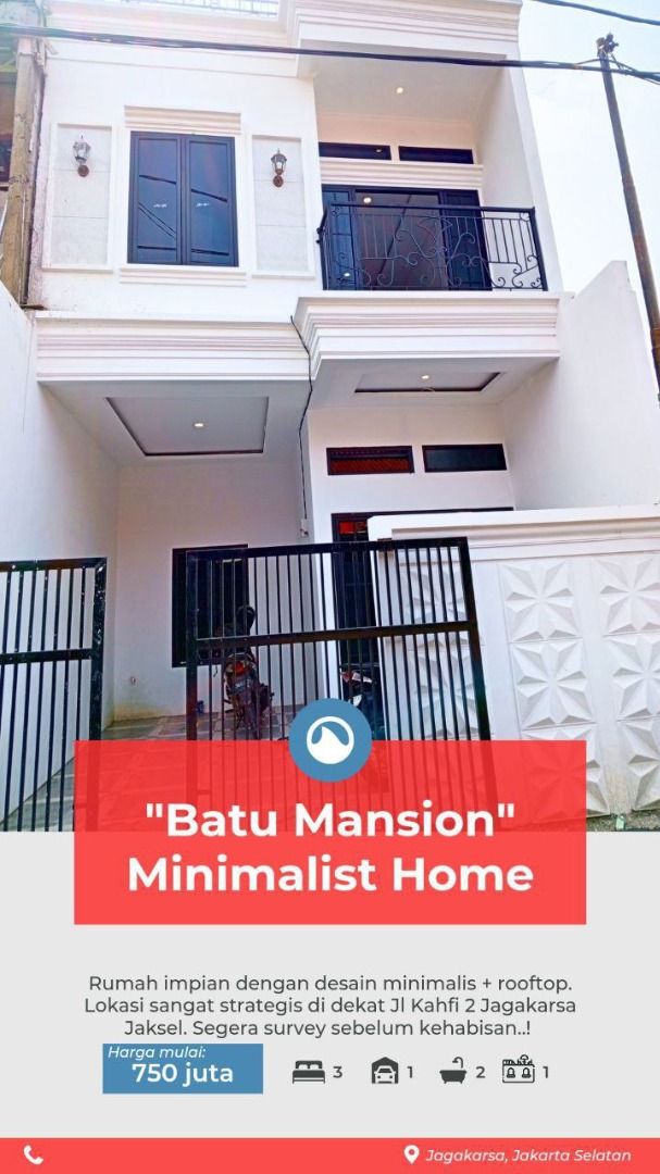 Rumah Murah Jaksel 2-lt plus Rooftop, 3 kmr tidur dan Carport, Akses ...