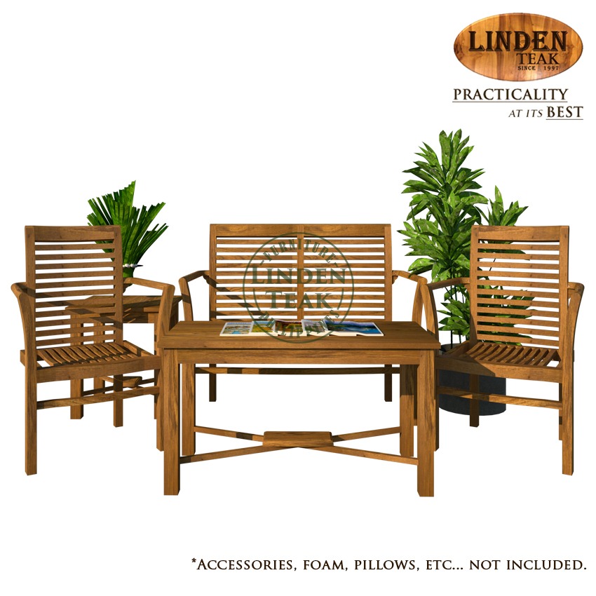 Solid Teak Wood Stacking Sofa Set ( Gold Teak ), Furniture & Home ...