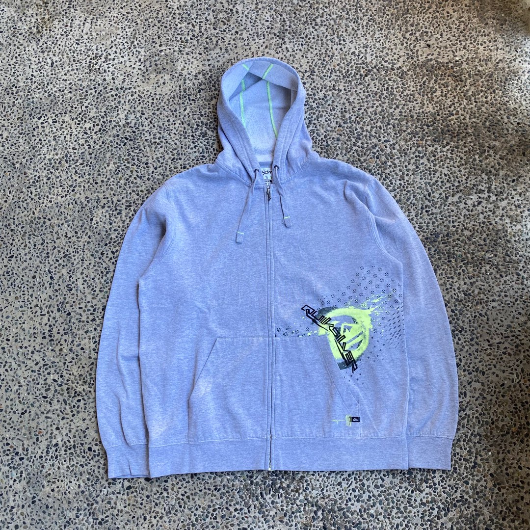 Vintage Quicksilver Gray Zip-up Hoodie, Men's Fashion, Tops & Sets ...